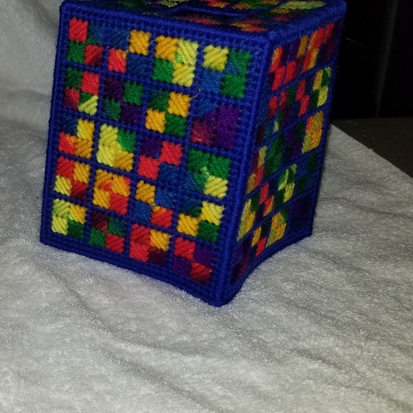 Handmade by Schari | Bath | Geo Boxes Needlepoint Tissue Box Cover ...